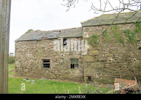 Old Stone Derelict Abandoned Barn Building in a Field near to ...