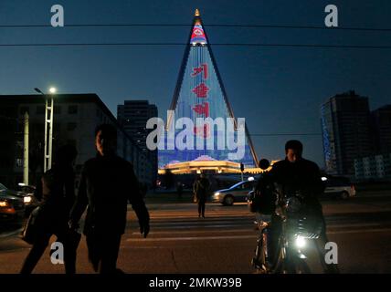 Fireworks are displayed in Pyongyang on Jan. 1, 2016, to celebrate the ...