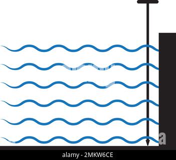 Water Depth Icon, Measure The Depth Of Shallow Waters Vector Art ...
