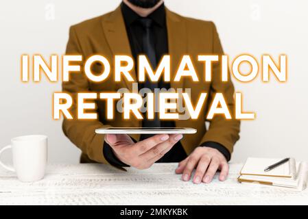 Text caption presenting Information Retrieval. Word for A place where ...