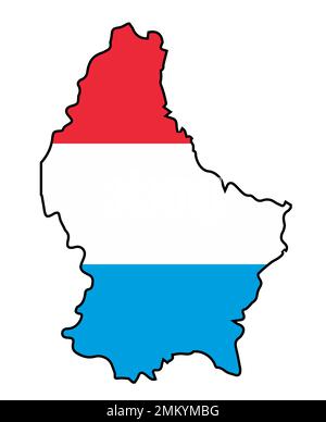 Silhouette flag map of Luxembourg over a white background Stock Photo ...