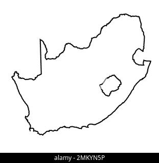 South Africa outline silhouette map over a white background Stock Photo ...
