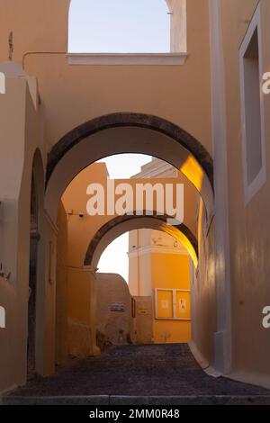 sunset over the city of Fira, Santorini, Greece Stock Photo - Alamy