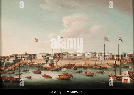 Factories of Canton, c1800 Stock Photo - Alamy