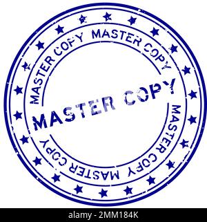 Grunge blue master copy word round rubber seal stamp on white ...