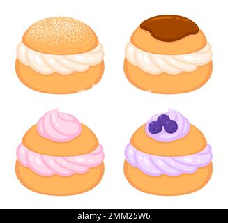 Puff pastry. Cartoon cute dessert character. Vector illustration of ...