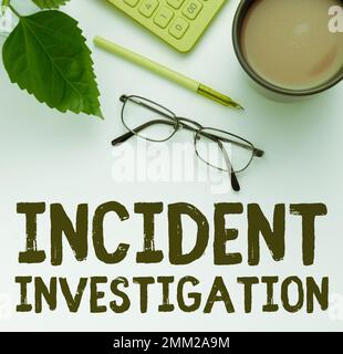 Hand writing sign Incident Investigation. Business concept responsible ...