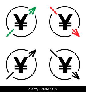 Set of cost symbol yuan increase and decrease icon. Money vector symbol ...