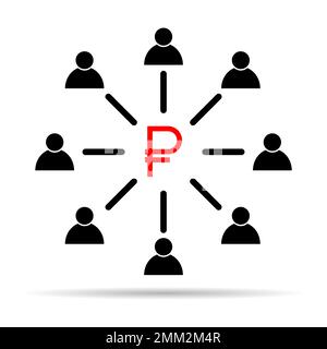 Ruble money icon shadow, russian bank economy flat sign, rouble ...