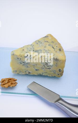 Cheese collection, piece of English old stilton blue cheese close up ...
