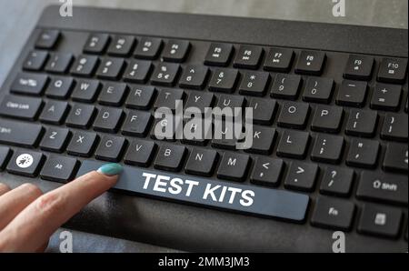 Text sign showing Test Kits. Business photo showcasing tools used to ...
