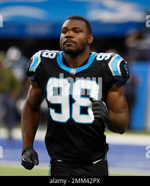Carolina Panthers defensive end Marquis Haynes Sr. (98) returns a ...