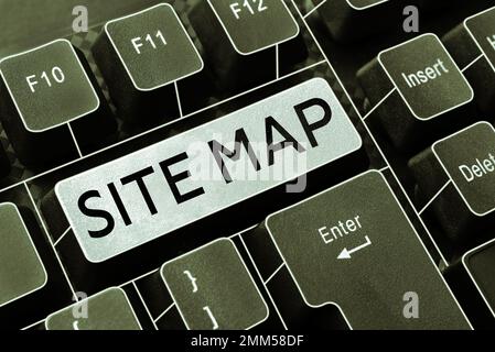 Text showing inspiration Site Map, Concept meaning designed to help ...
