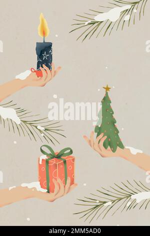 Cream winter background, Christmas aesthetic design vector Stock Vector ...