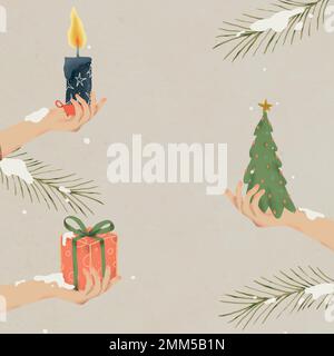 Cream winter background, Christmas aesthetic design vector Stock Vector ...