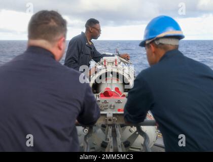 PHILIPPINE SEA (Sep. 14, 2022) Sailors load a torpedo on the aft ...