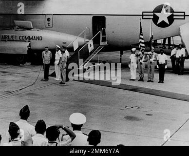U.S. Navy Captain Jeremiah Denton of Virginia Beach, Va., holds the ...
