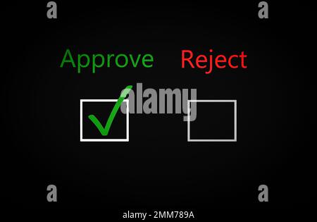 Approved and rejected symbols, selected acceptance, making a choice ...