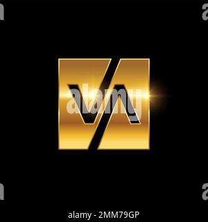 A vector Illustration of Golden VA Monogram Initial Logo Sign in black ...