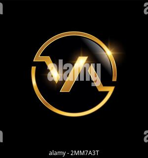 A vector Illustration of Golden VA Monogram Initial Logo Sign in black ...