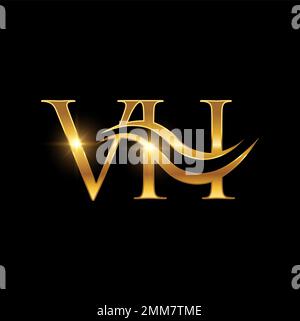 A vector Illustration set of Golden VH Monogram Initial Logo Sign in ...
