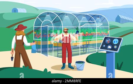 Automation in growing agricultural plants in smart farm greenhouse ...