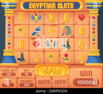 Egyptian game ui design elements isolated on black background. Vector ...