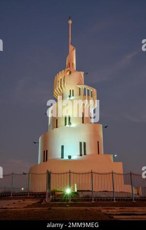 Lighthouse, blue hour, spiral, Marjan Island, Dammam, ash-Sharqiyya ...