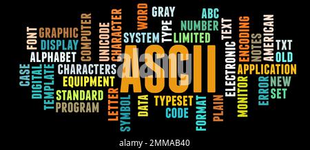 ASCII characters set word cloud concept on white background Stock Photo ...