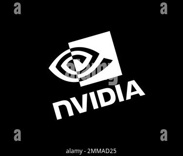 Nvidia, rotated, black background, logo, brand name Stock Photo - Alamy