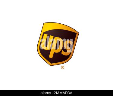 United Parcel Service, white background, logo, brand name Stock Photo ...