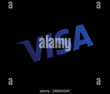 Visa Inc, rotated, black background, logo, brand name Stock Photo - Alamy