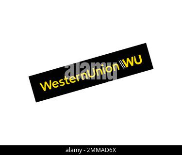Western Union, rotated, white background, logo, brand name Stock Photo ...