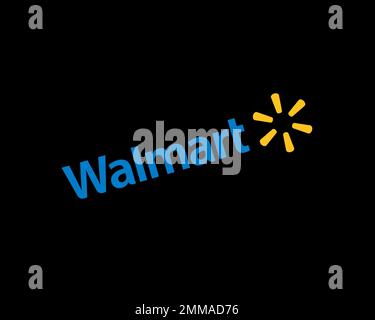 Walmart, rotated, black background, logo, brand name Stock Photo - Alamy