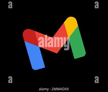 Gmail, rotated, black background, logo, brand name Stock Photo - Alamy