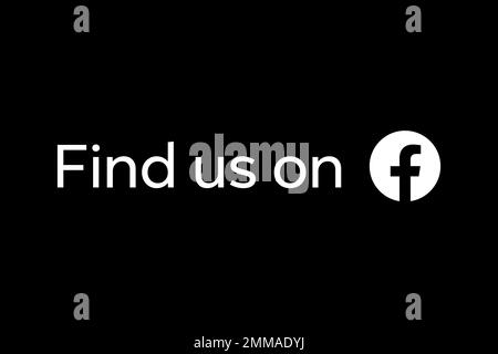 Facebook Find us on Facebook Black, rotated, white background Logo ...