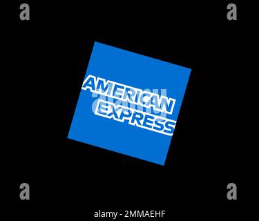 American Express, rotated logo, black background Stock Photo - Alamy