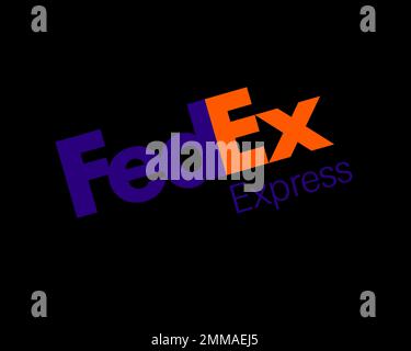 FedEx Express, rotated, black background, logo, brand name Stock Photo ...