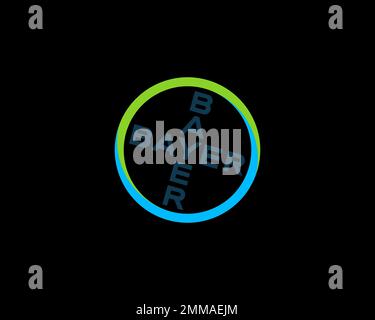 Bayer, Rotated, Black background, Logo, Brand name Stock Photo - Alamy