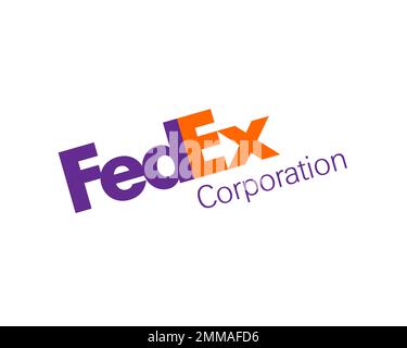 FedEx, rotated, white background logo, brand name Stock Photo - Alamy