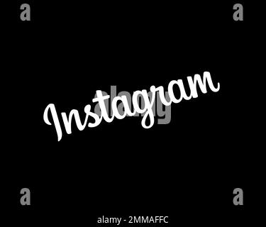 Instagram wordmark black, rotated, white background, logo, brand name ...