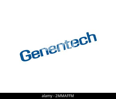 Genentech, rotated, white background logo, brand name Stock Photo - Alamy