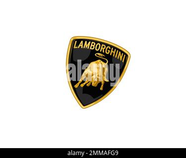 Lamborghini, Rotated, White background, Logo, Brand name Stock Photo ...