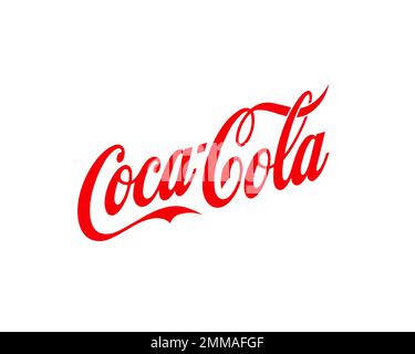 Coca Cola, rotated, white background, logo, brand name Stock Photo - Alamy