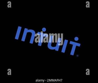 Intuit, rotated, black background, logo, brand name Stock Photo - Alamy