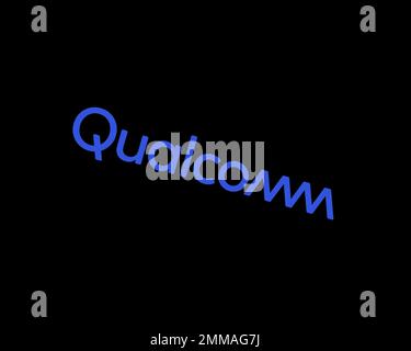 Qualcomm, rotated, black background, logo, brand name Stock Photo - Alamy