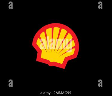 Shell Oil Company, rotated, black background, logo, brand name Stock ...