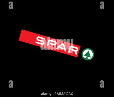 SPAR (retailer), rotated, black background, logo, brand name Stock ...