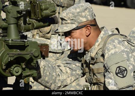 A US Army soldier trains on an M119A howitzer, Fort Sill, Oklahoma ...