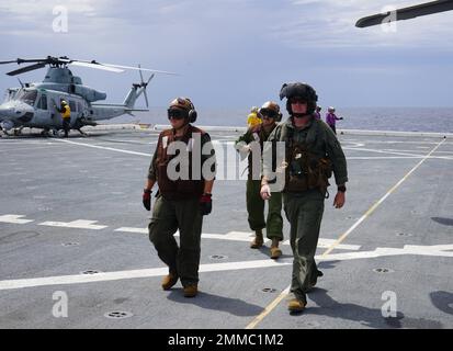 Lt. Col. John “TODS” Bopp, right, Marine Light Attack Helicopter Squadron (HMLA) 773, Marine Air ...